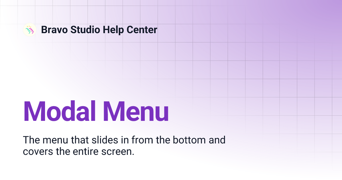 Modal Menu | Bravo Studio Help Center