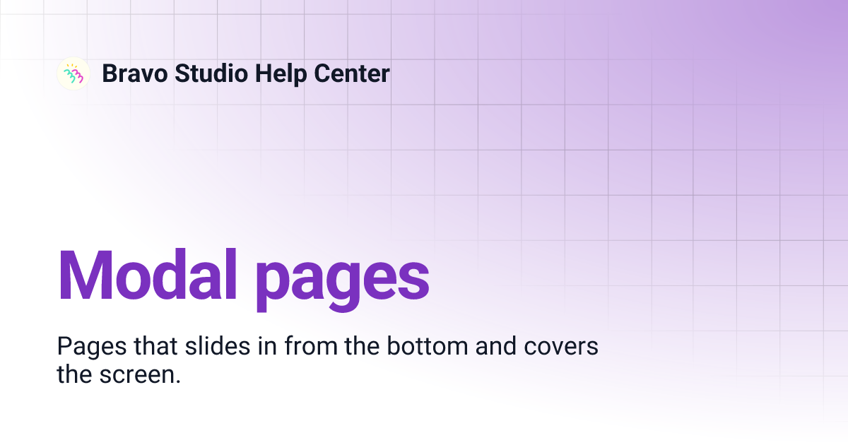 Modal pages | Bravo Studio Help Center